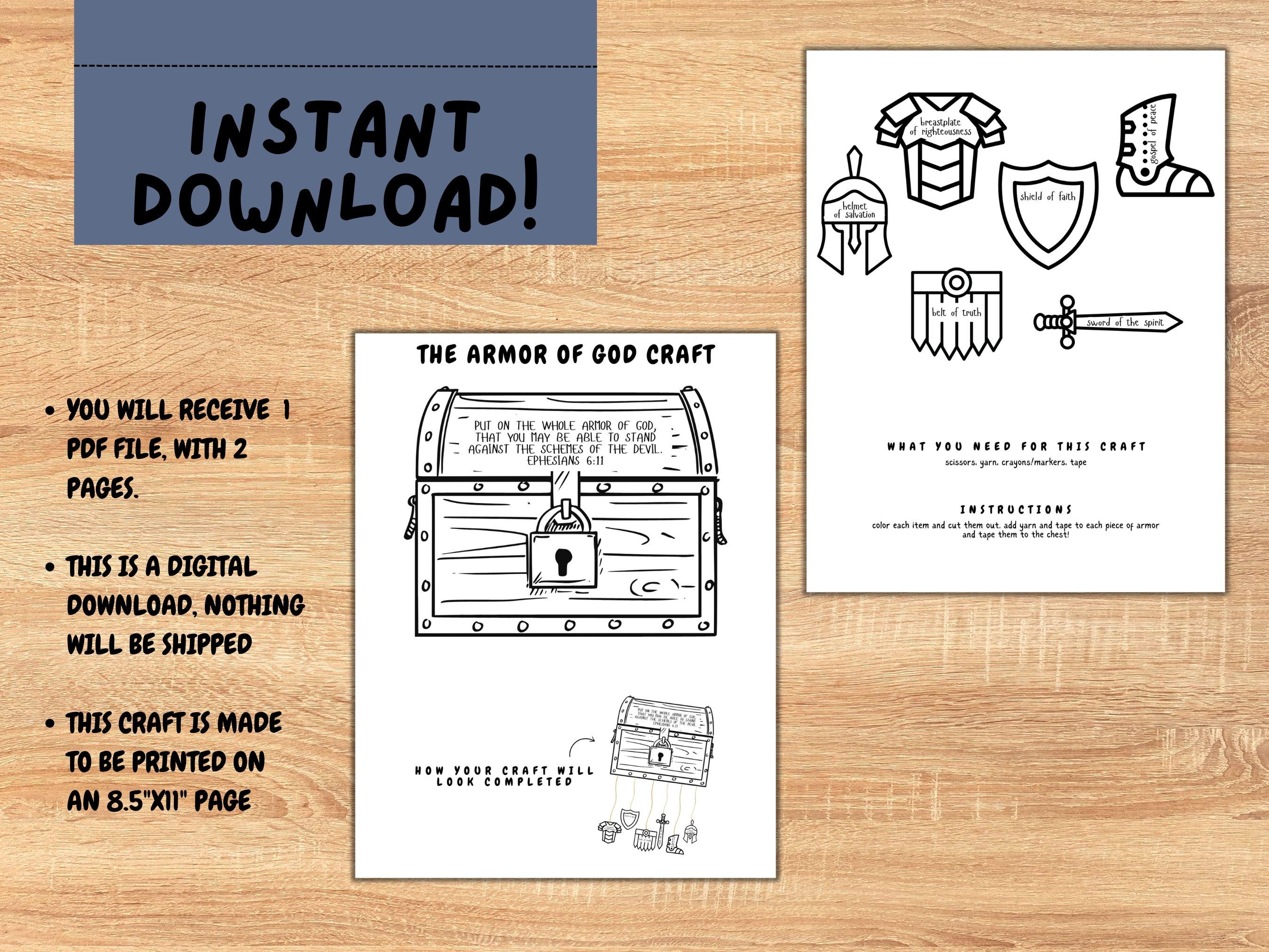 Armor of God Craft Printable | Bible Lesson Activity for Kids ...