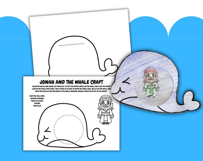 Jonah and the Whale Craft | Printable Bible Craft for Kids | Sunday ...