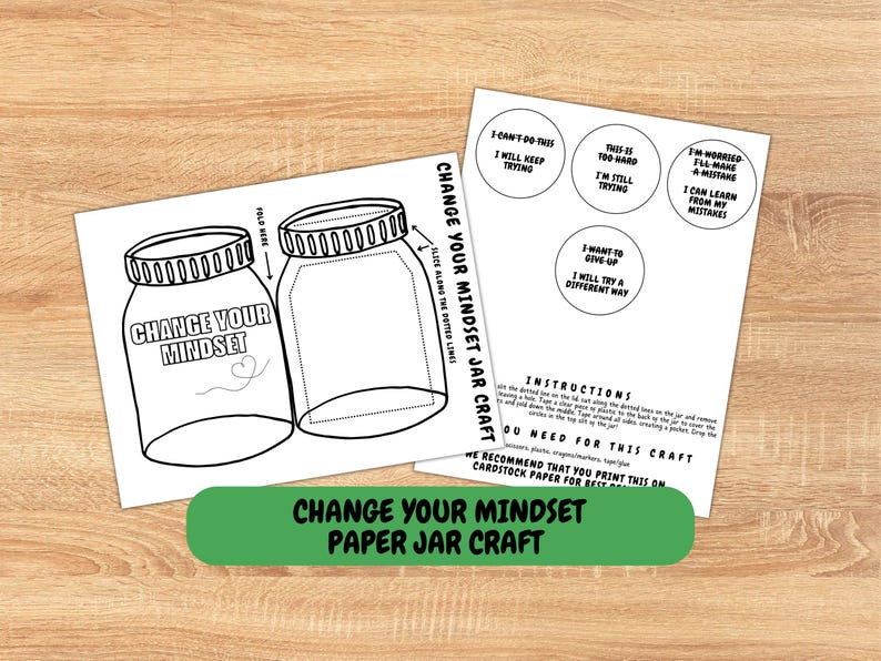 Growth Mindset Jar Craft Printable • Change Your Mindset Activity for ...