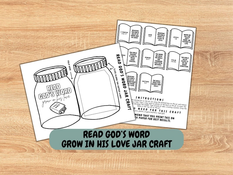 Reading God's Word Printable Jar Craft for Kids | Sunday School Craft ...