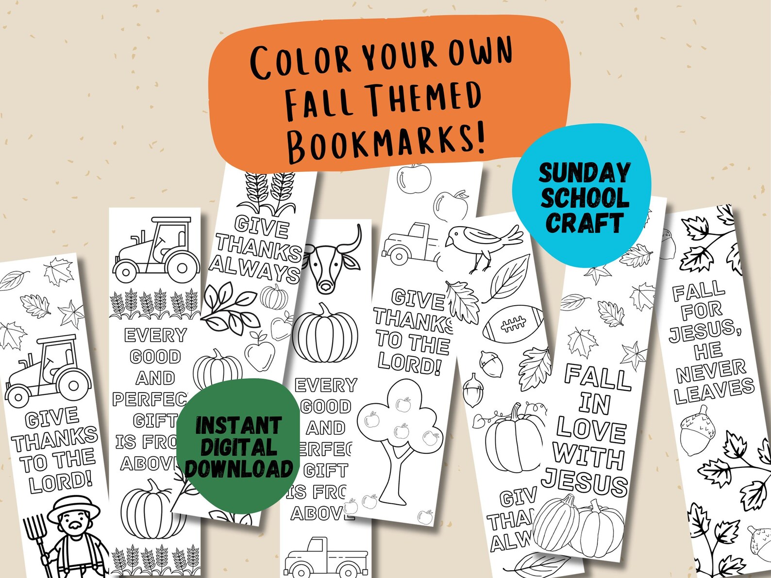 8 Bookmarks for Sunday School, Religious Kids Coloring Bookmarks ...