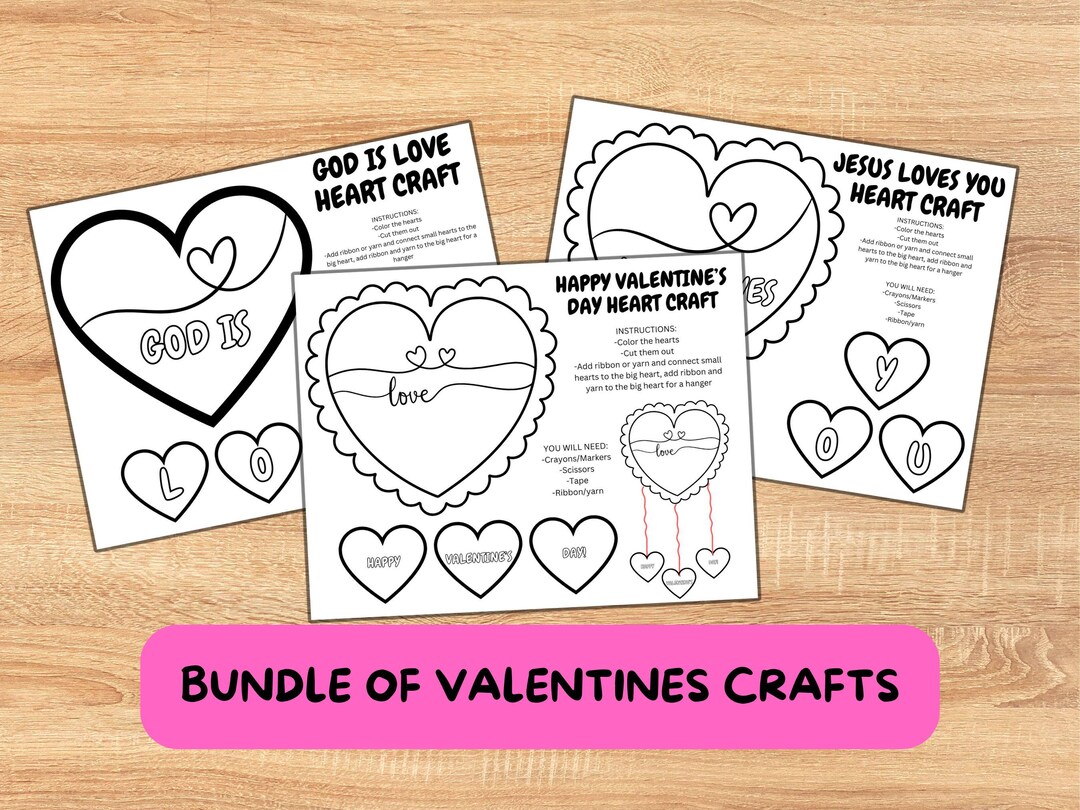 Valentine's Day Printable Craft Bundle for Kids, Preschool Daycare ...