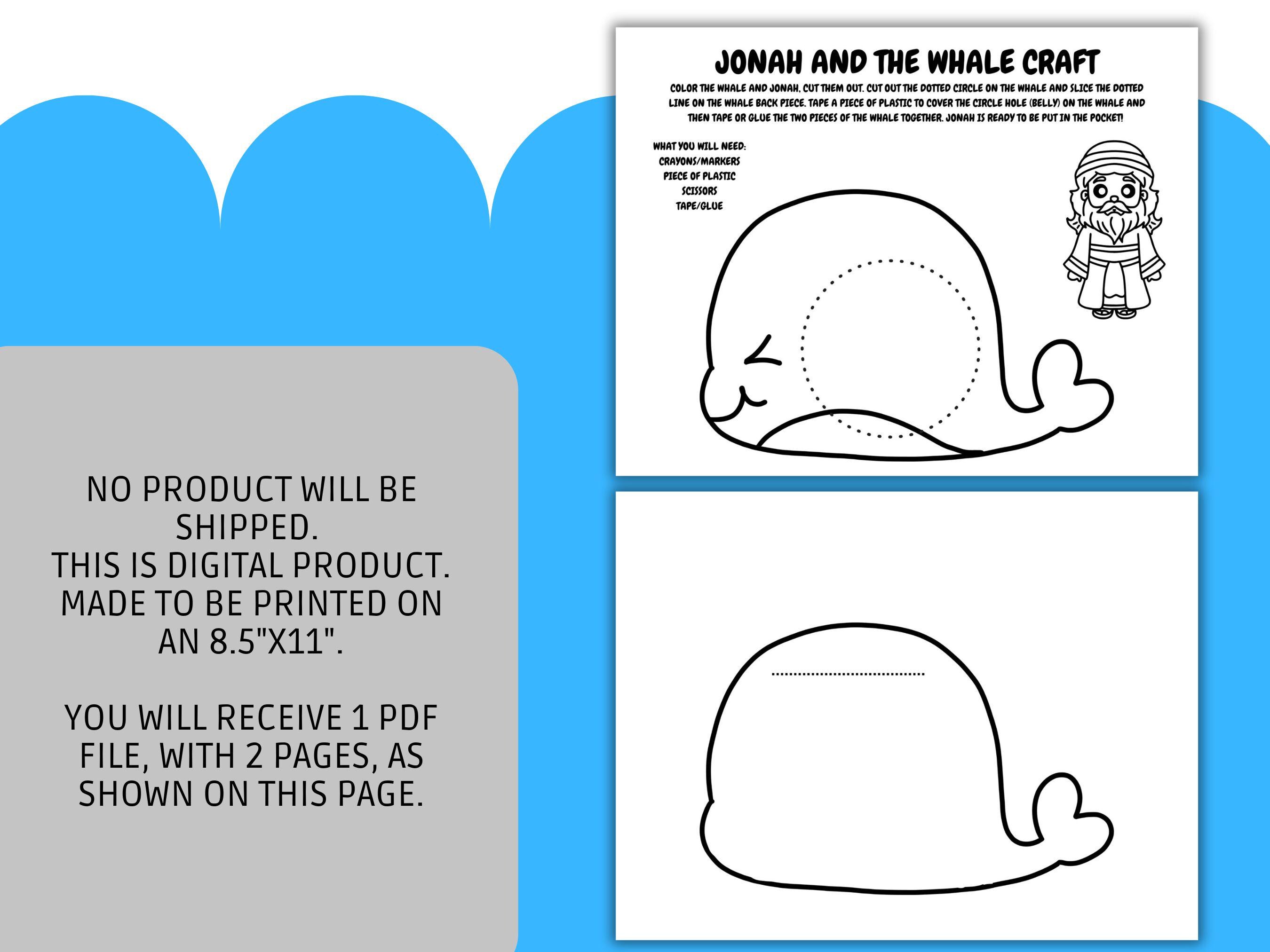 Jonah & the Whale Bible Story Craft, Sunday School Craft, Kid's Craft ...