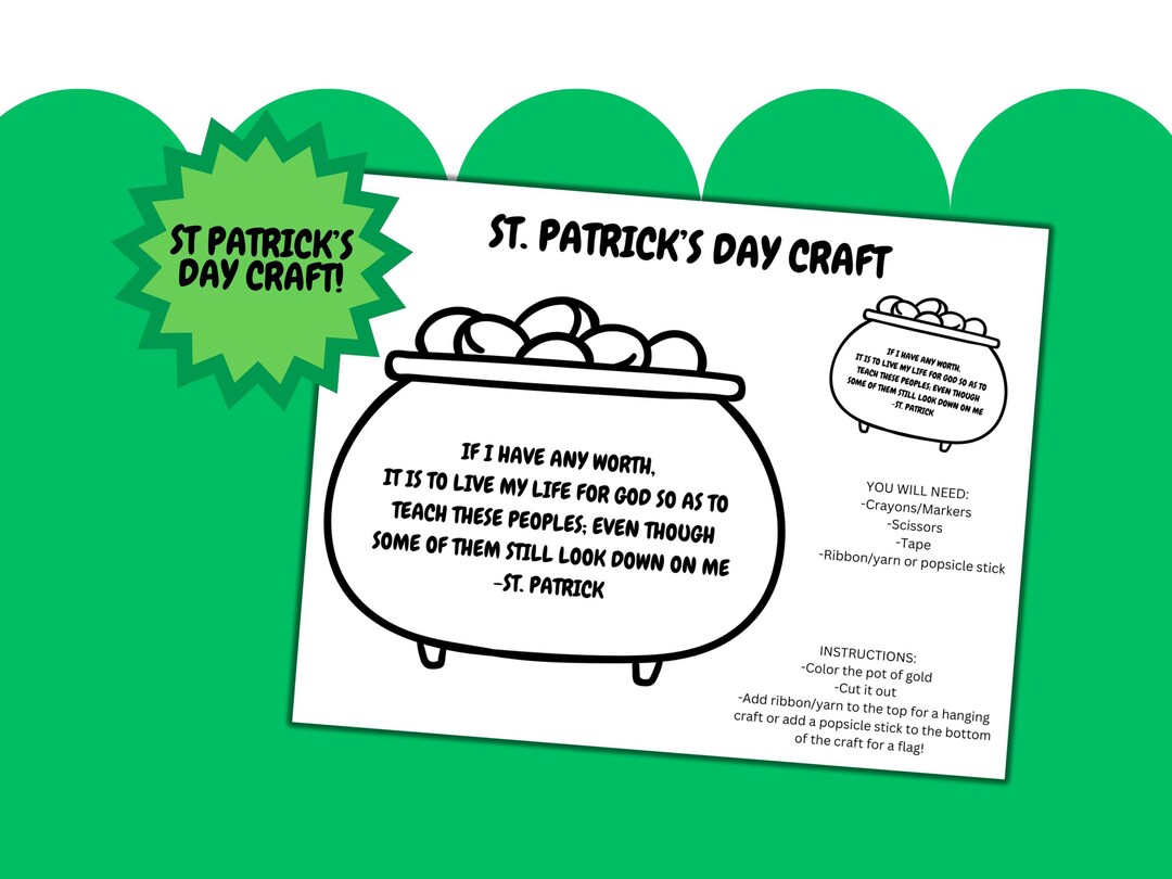 St. Patrick's Day Pot of Gold Craft, Kid's Craft, Sunday School Craft ...