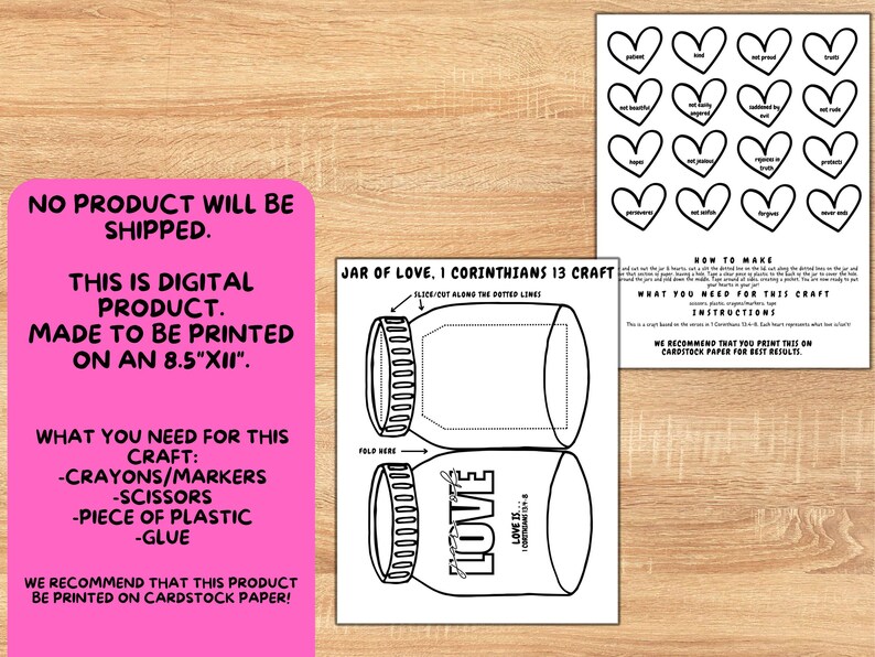 1 Corinthians 13 Love Jar Craft, Bible Verse Valentine Craft, Sunday ...