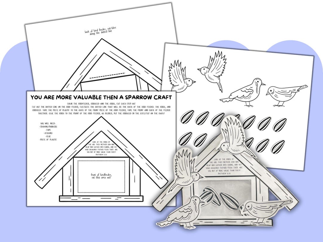 Bird Feeder Printable Bird Craft, More Valuable Than Sparrows Bible ...