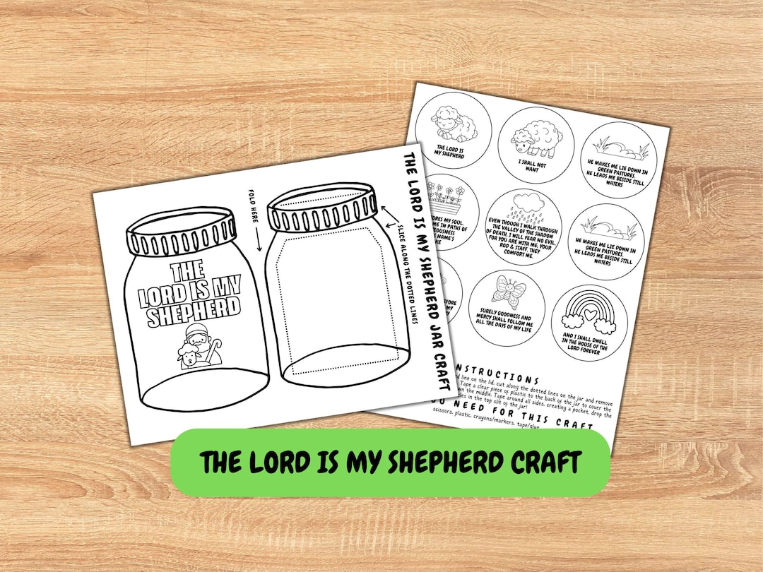 The Lord is My Shepherd Printable Jar Craft, Psalm 23 Bible Lesson ...