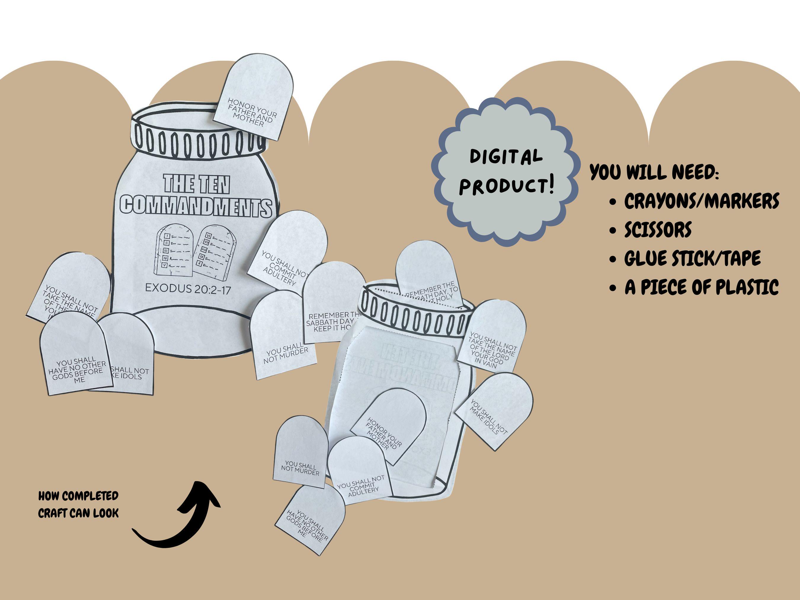 10 Commandments Activity Printable, Bible Lesson, Sunday School ...