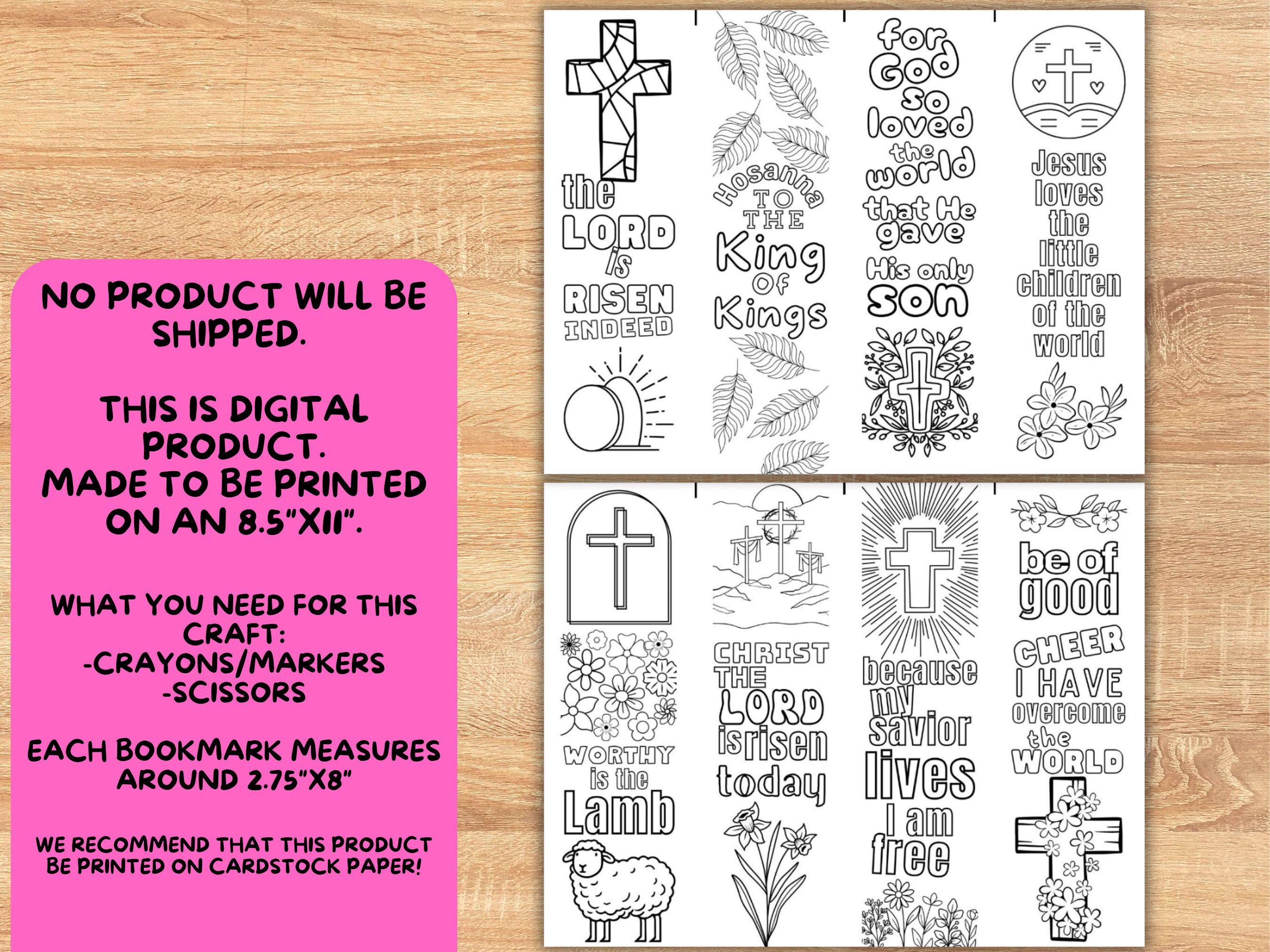 Easter Bookmarks Printable | He is Risen Bible Verse Coloring Bookmarks ...