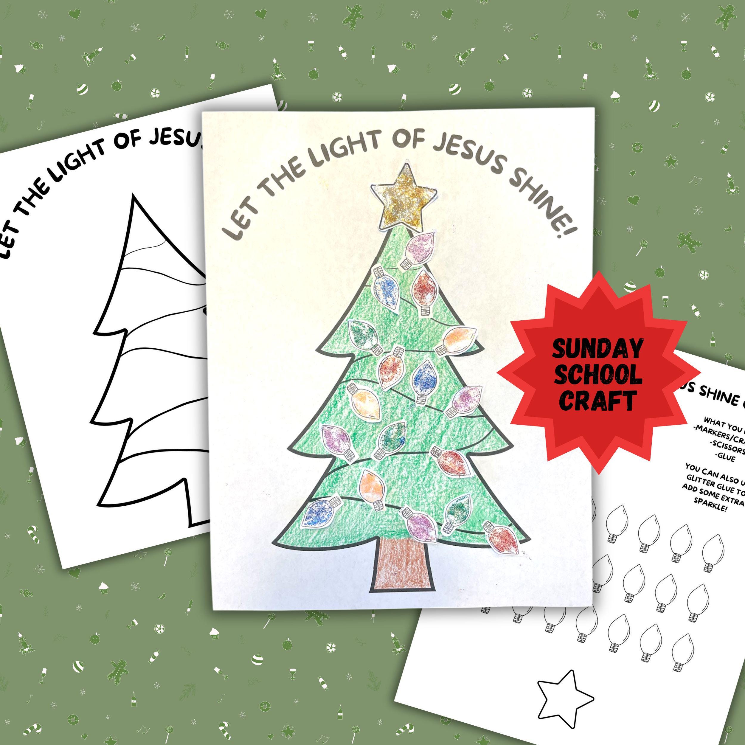 Let the Light of Jesus Shine Sunday School Craft, Christmas Tree, Glue ...