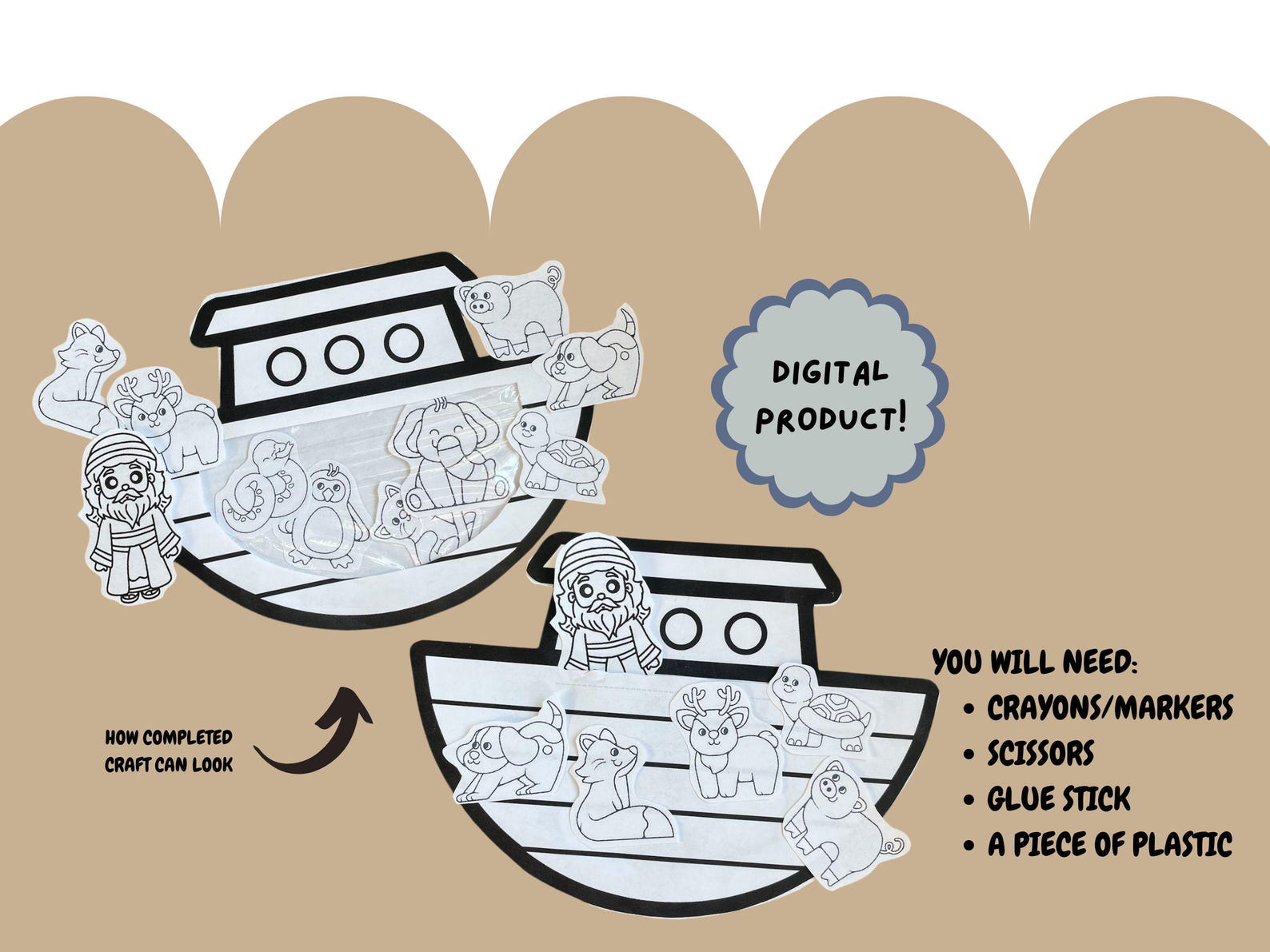 Noah's Ark Printable Craft, Sunday School Craft, Bible Story Activity ...