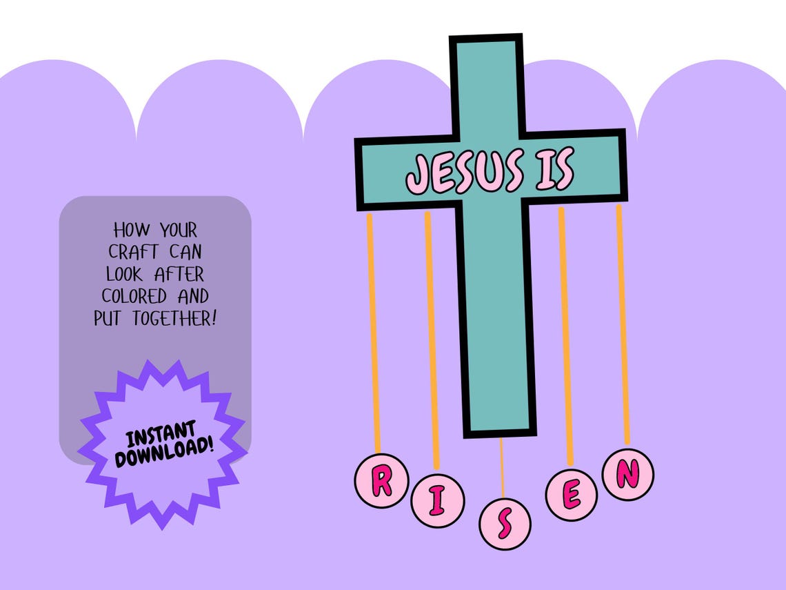 Easter Kid's Cross Craft, Jesus is Risen, Kid's Craft, Sunday School ...