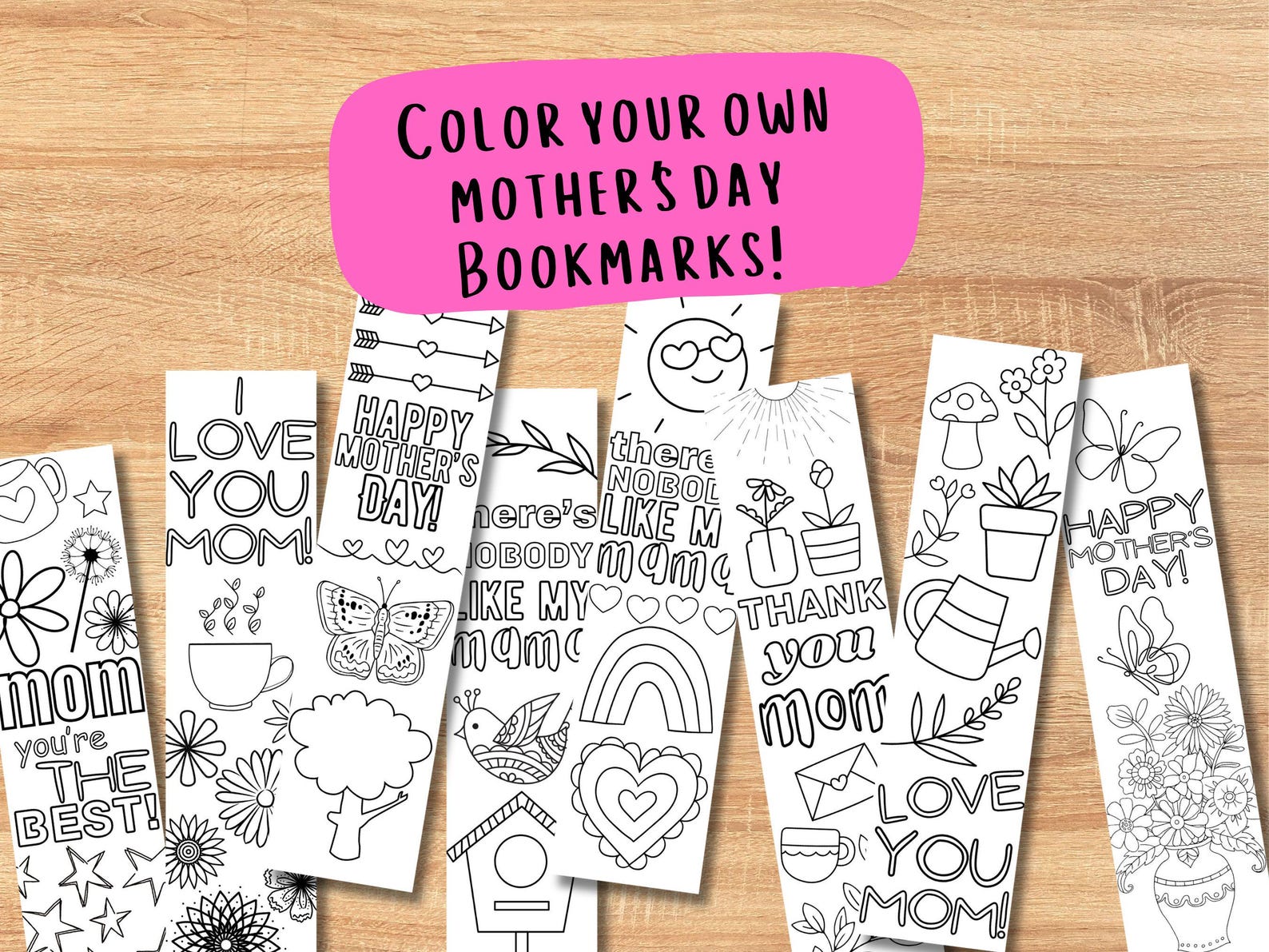 Mother’s Day Bookmarks Printable | Set of 8 Coloring Bookmarks for Kids ...