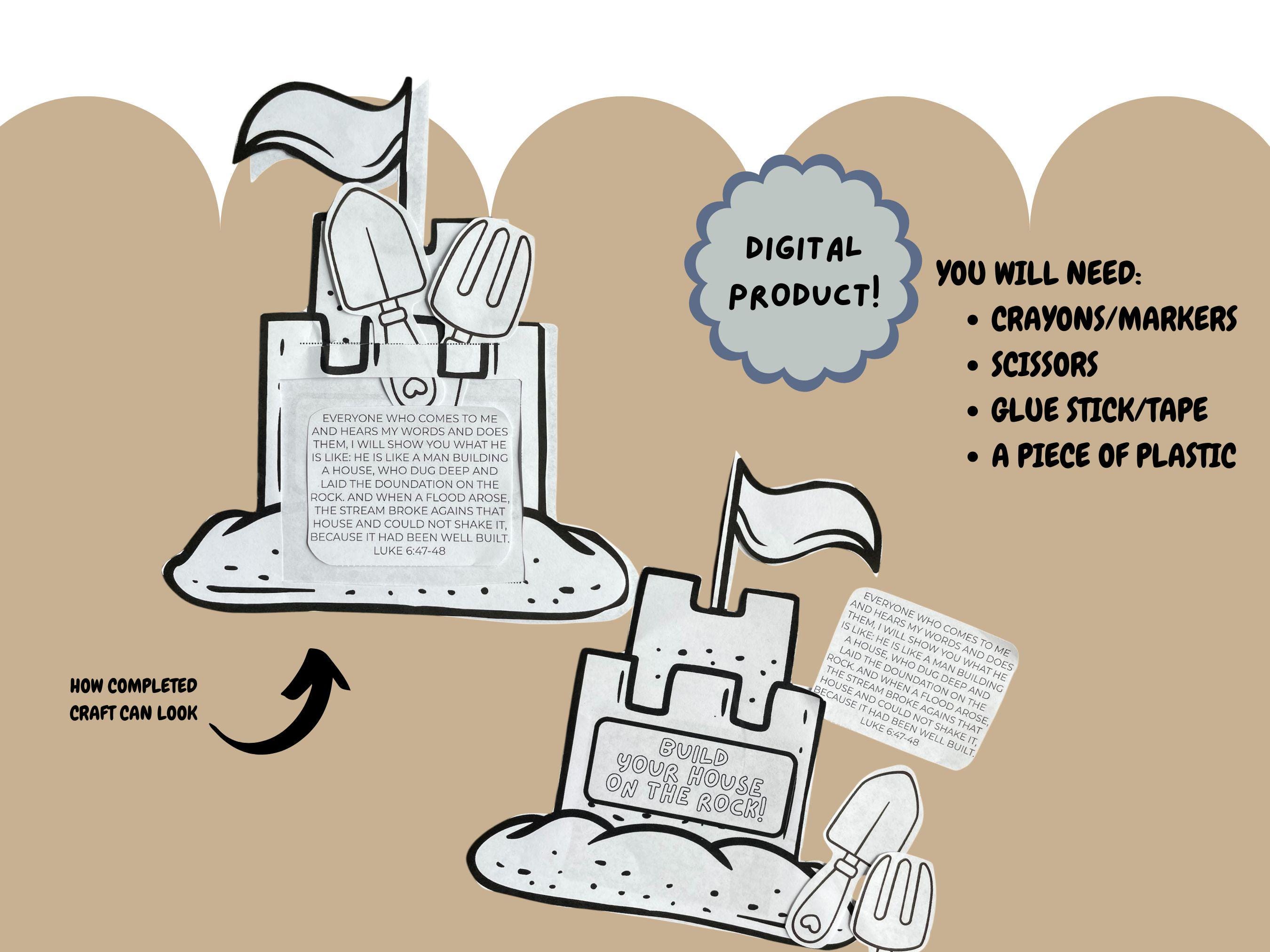 Build Your House on the Rock Printable Craft, Wise Man and the Foolish ...