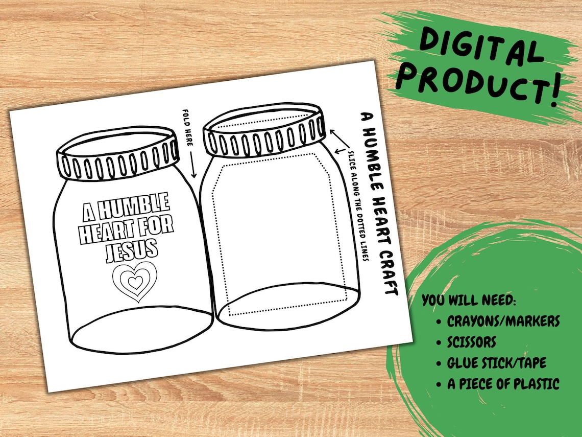 A Humble Heart for Jesus Printable Jar Kid's Craft, Printable Sunday ...