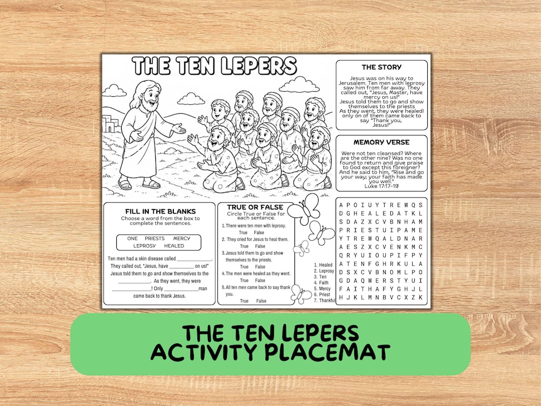 The Ten Lepers Activity Mat | Jesus Heals 10 Lepers Craft | Bible ...