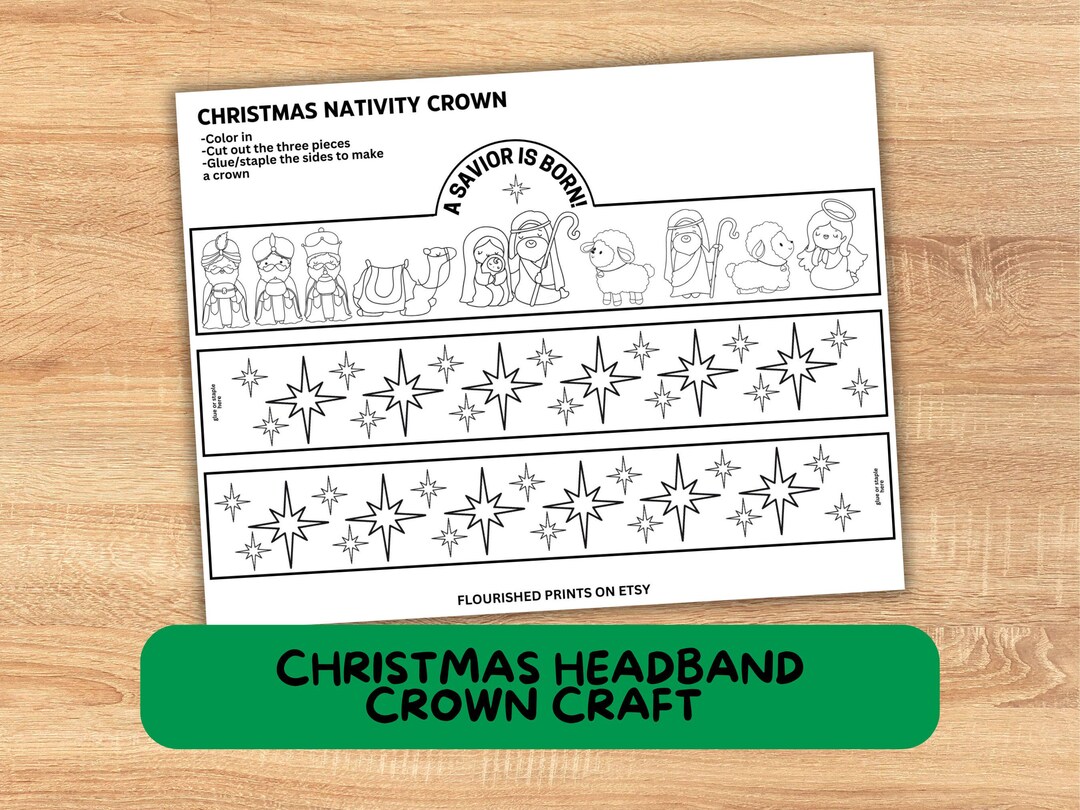 Christmas Nativity Head Band Crown Cut Out, Coloring, Glue Craft, A ...