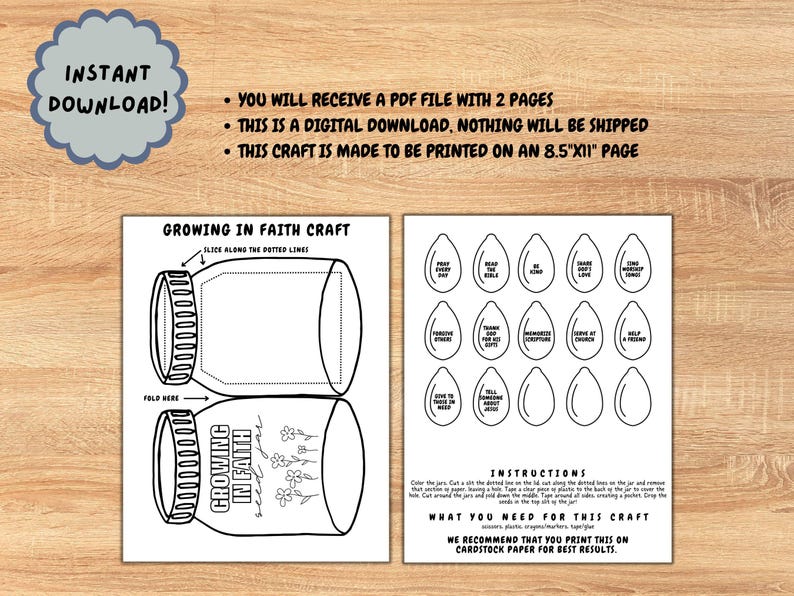 Growing in Faith Printable Kid's Jar Craft, How to Grow in Faith Craft ...