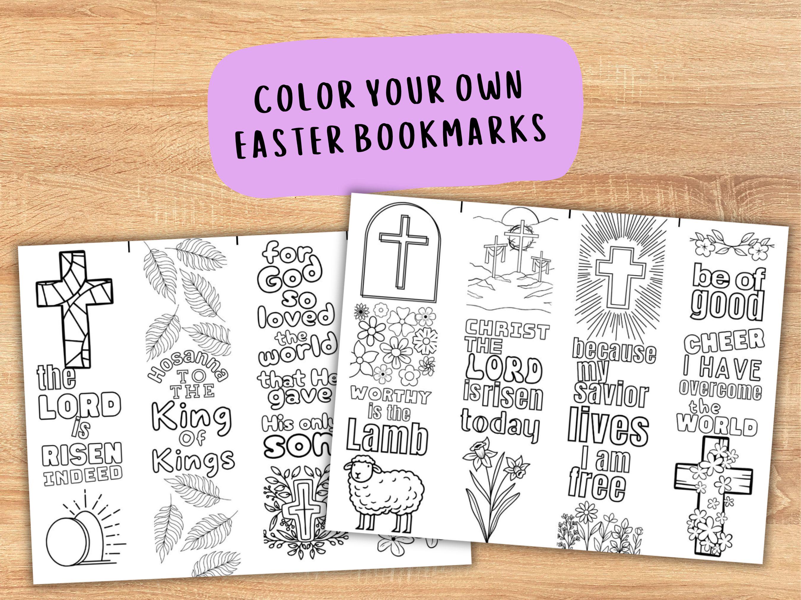 Easter Bookmarks Printable | He is Risen Bible Verse Coloring Bookmarks ...