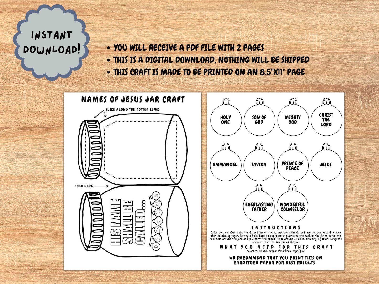 The Names of Jesus Christmas Printable Jar Craft for Kids | His Name ...