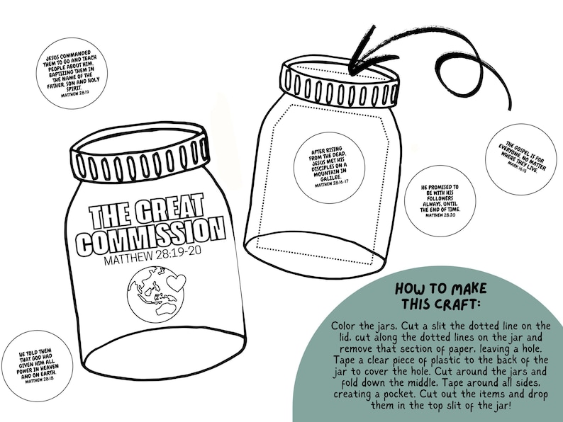 The Great Commission Printable Jar Craft for Kid's | Printable Bible ...