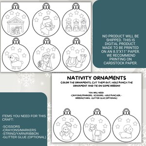 Christmas Nativity Scene Ornaments Kid's Craft, Cut and Color Craft ...