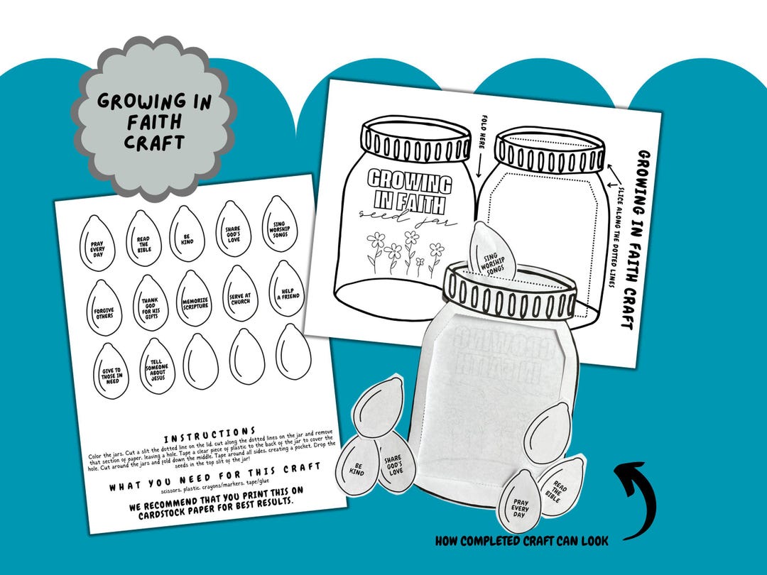 Growing in Faith Printable Kid's Jar Craft, How to Grow in Faith Craft ...