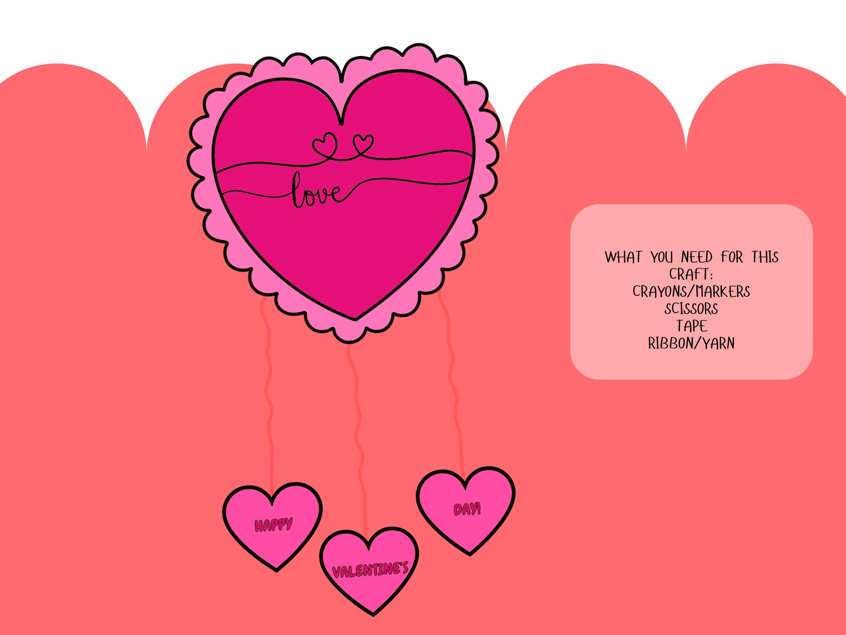 Valentine's Day Printable Heart Craft, Happy Valentine's Day Craft ...