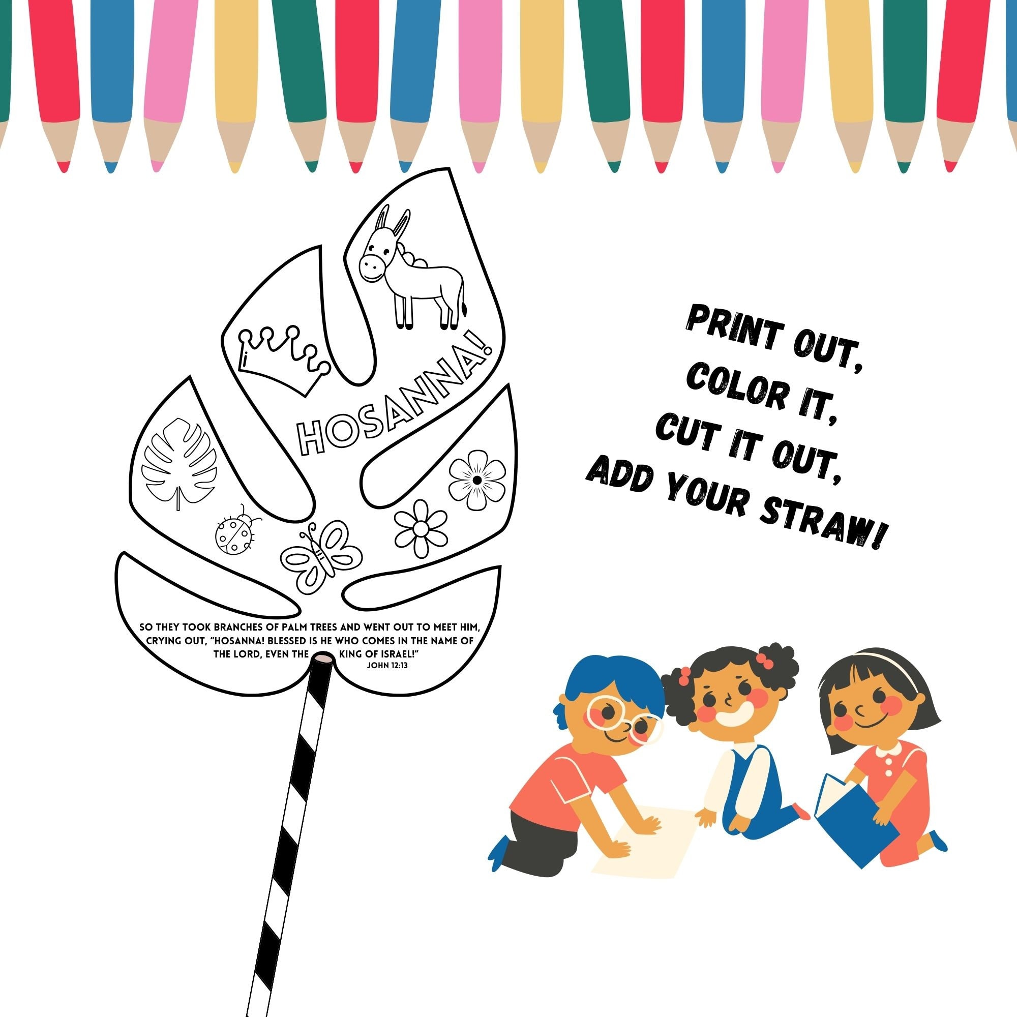 Palm Sunday Sunday School Kids Art Craft Homeschool Coloring Religious ...