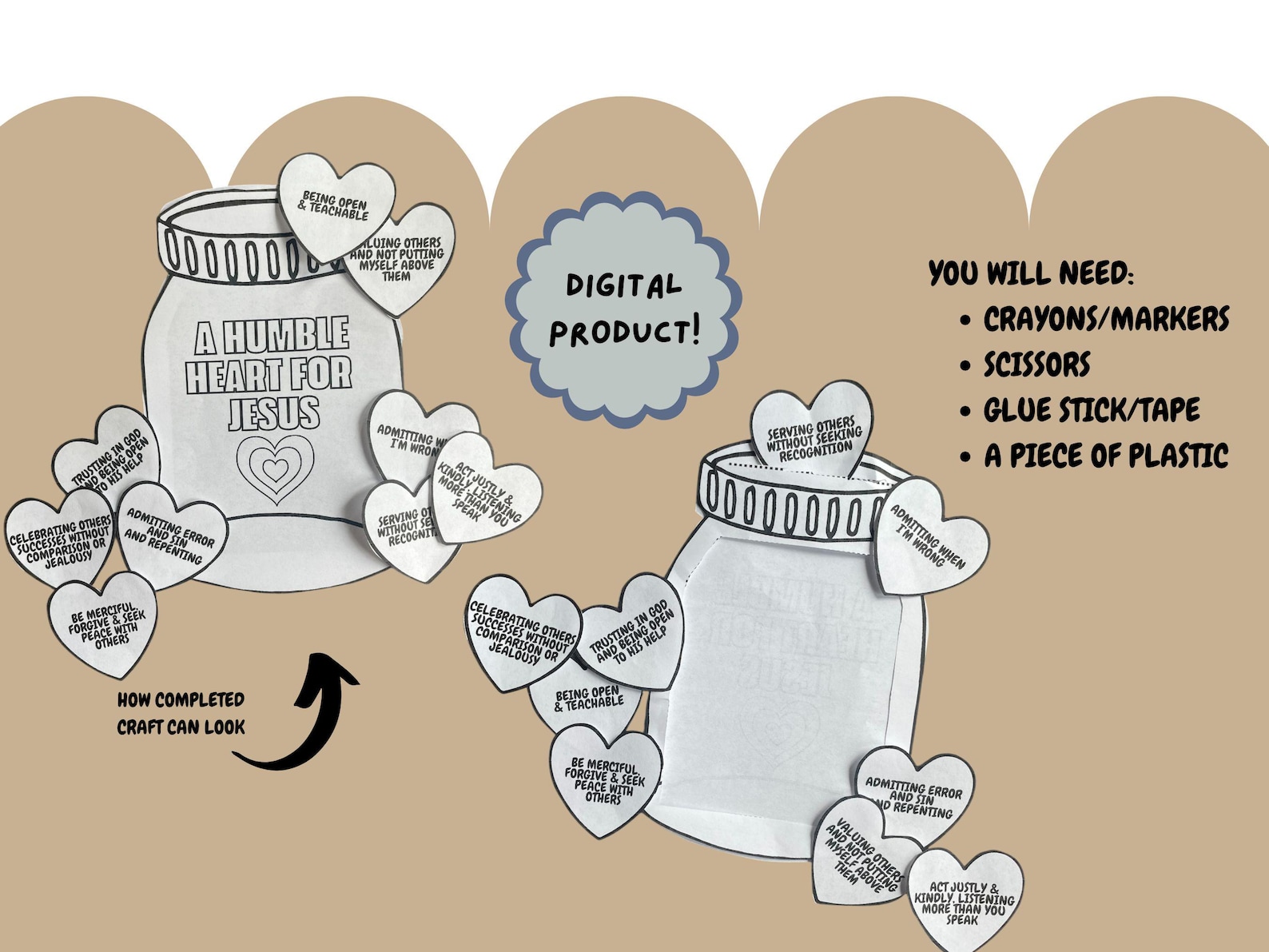 A Humble Heart for Jesus Printable Jar Kid's Craft, Printable Sunday ...