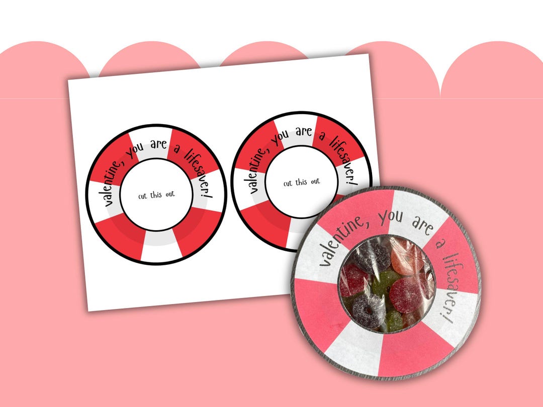 Life Preserver Lifesaver Candy Valentine Card Craft, Valentine Card ...