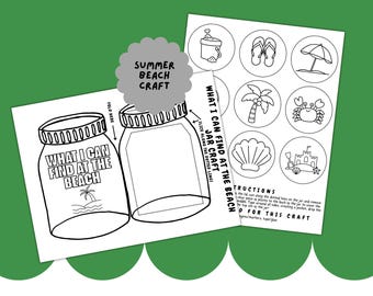 Summer Bucket Beach Printable Craft, Bucket and Sand Toys, Summer ...