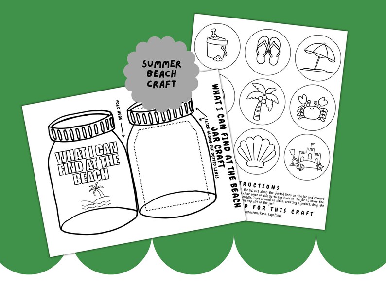 Summer Bucket Beach Printable Craft, Bucket and Sand Toys, Summer ...