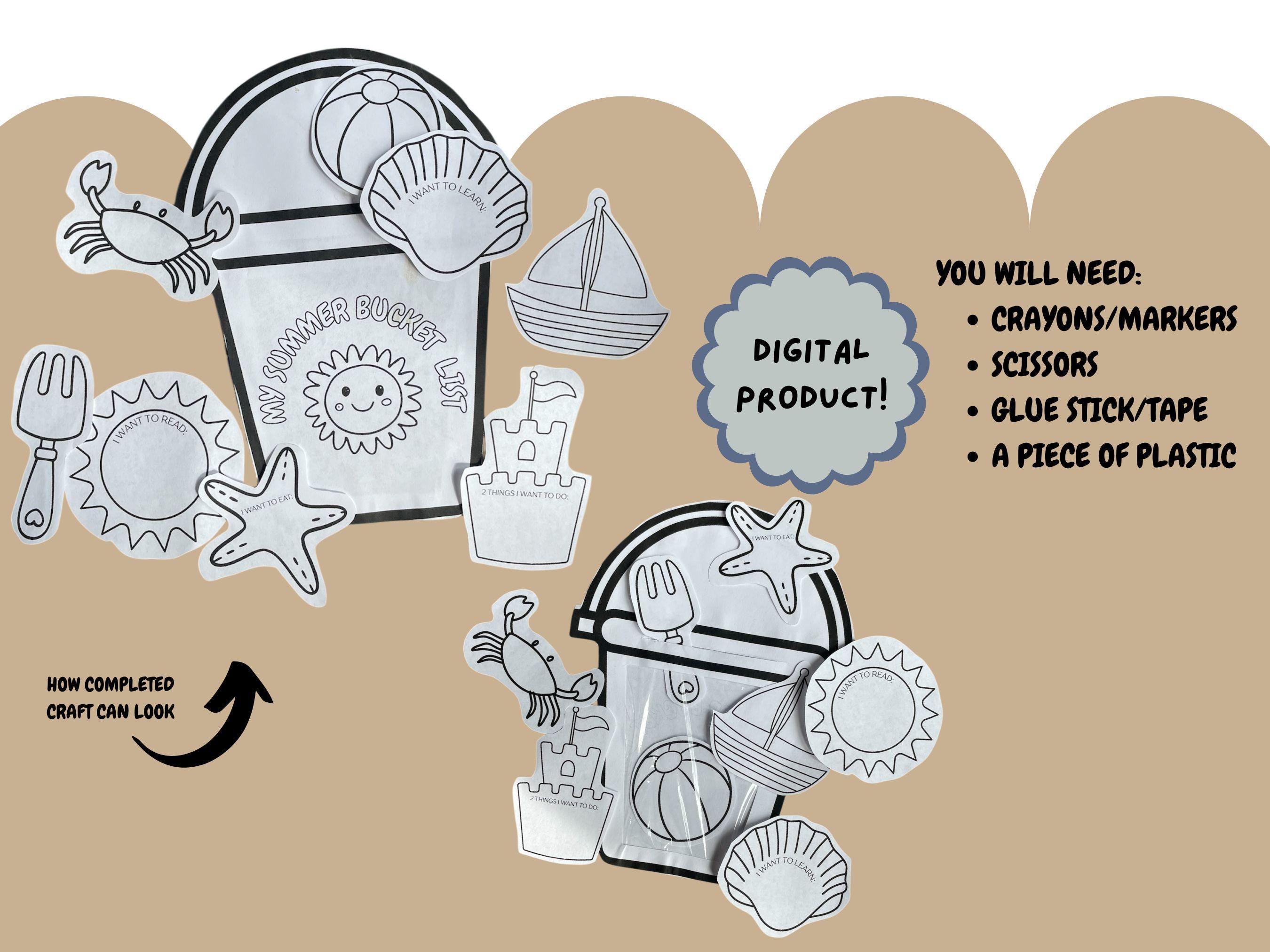 Summer Bucket List Printable Craft, Bucket and Sand Toys, Summer ...