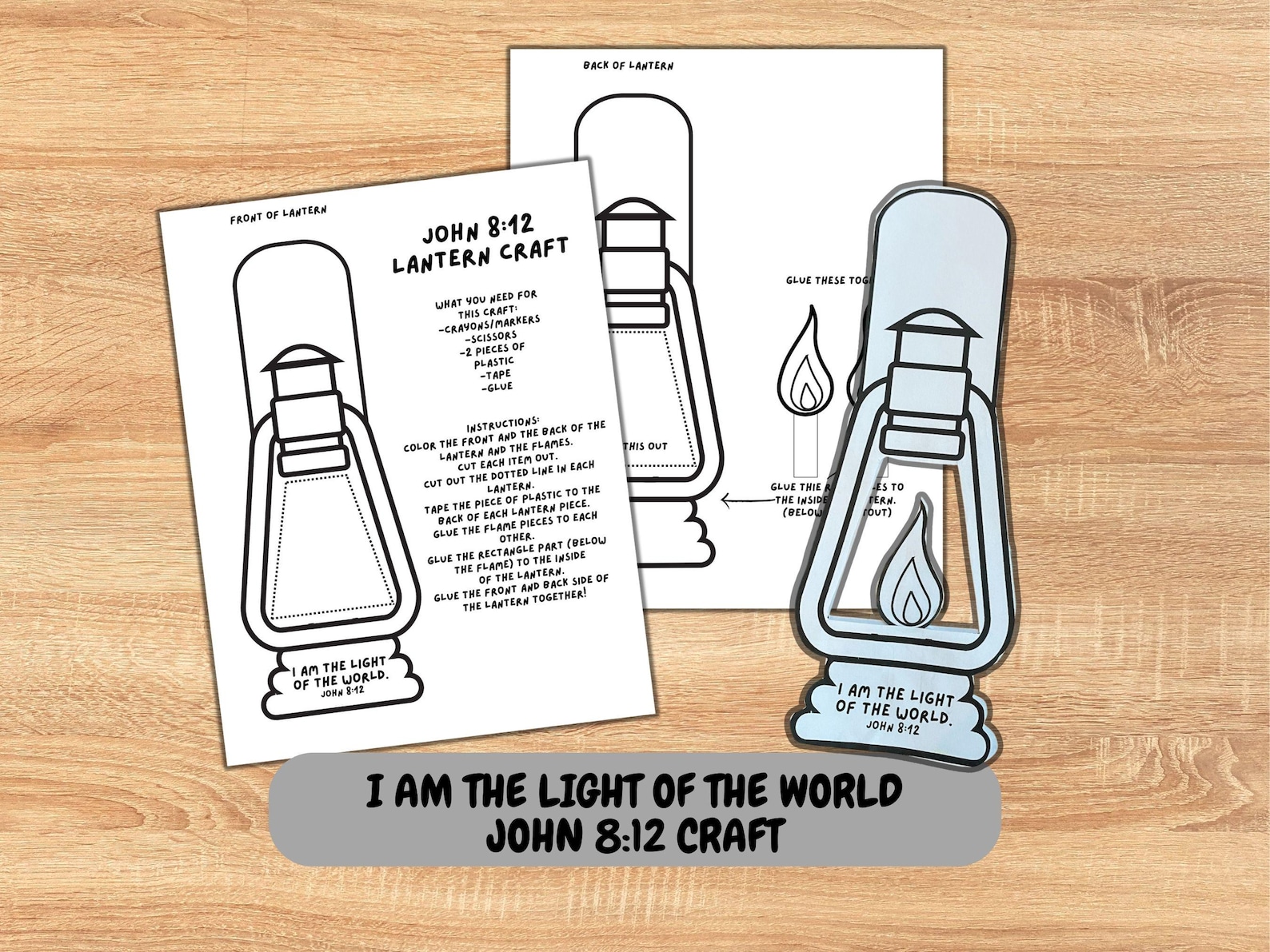 I Am the Light of the World Lantern Craft, Bible Story Activity, John 8 ...