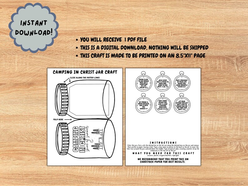 Camping in Christ Jar Craft – Bible Verse Compass Activity | Christian ...