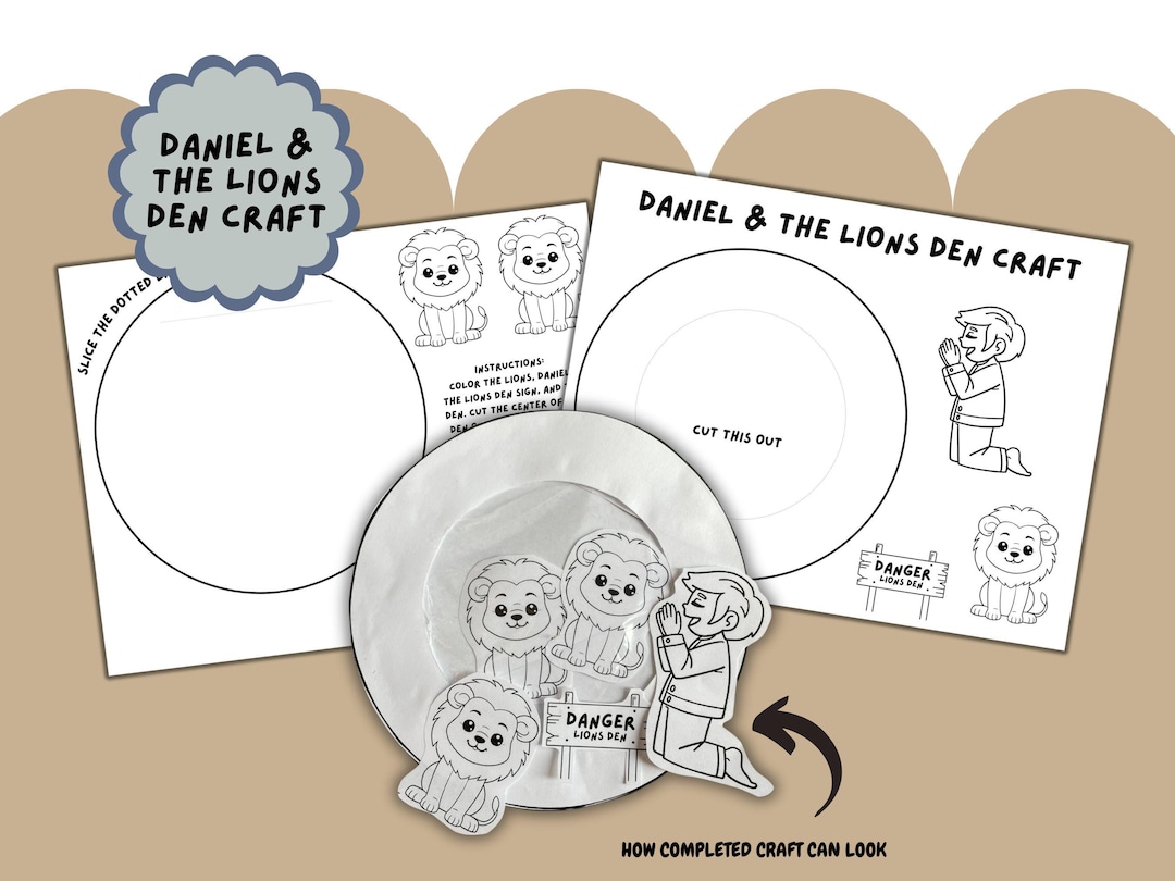 Daniel and the Lions Den Printable Kid's Craft, Bible Story Activity ...