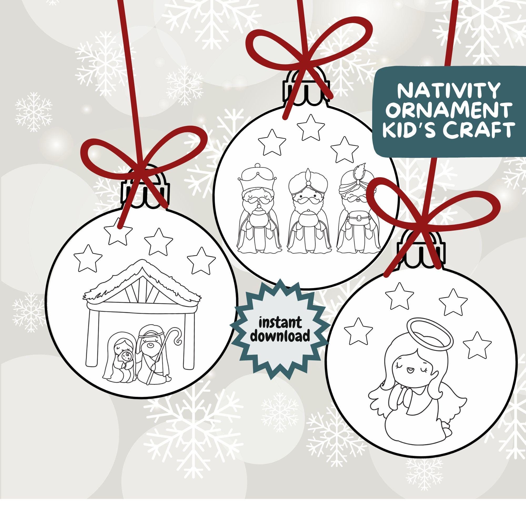 Christmas Nativity Scene Ornaments Kid's Craft, Cut and Color Craft ...
