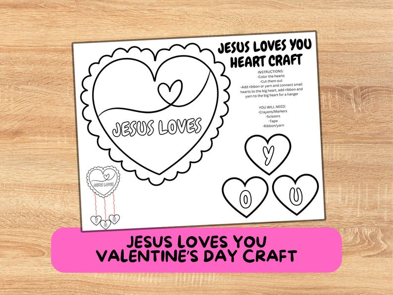 Jesus Loves You Valentine's Day Craft, Preschool Daycare Valentine's ...
