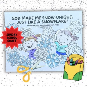 Printable Snowflake Winter Kid's Craft, God Made Me Snow-unique ...