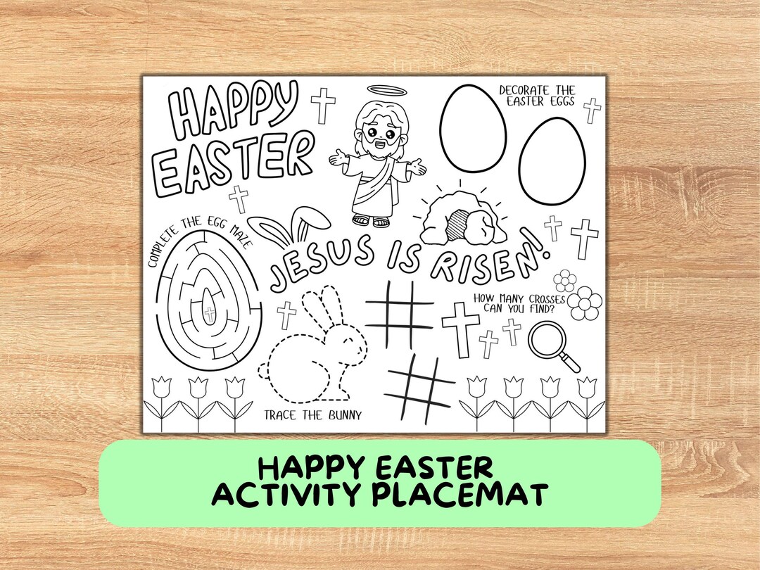 Christian Easter Placemat Printable | He is Risen Activity for Kids ...