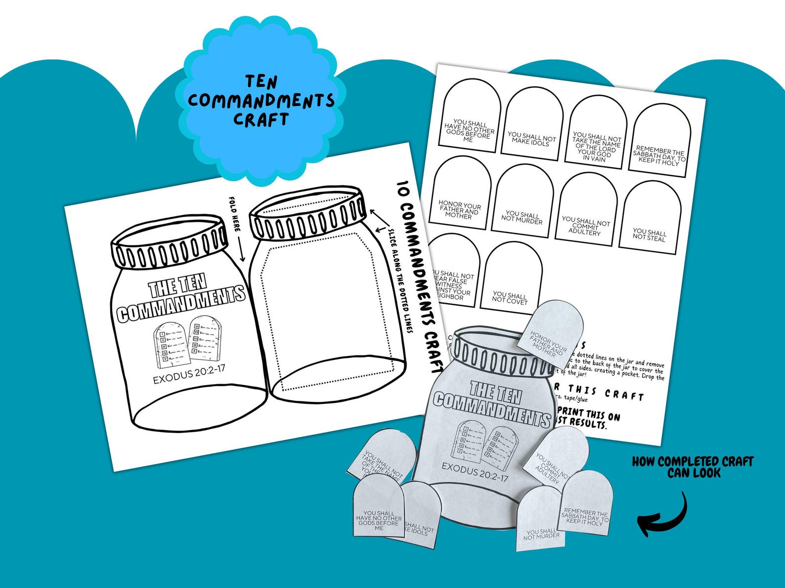 10 Commandments Activity Printable, Bible Lesson, Sunday School ...