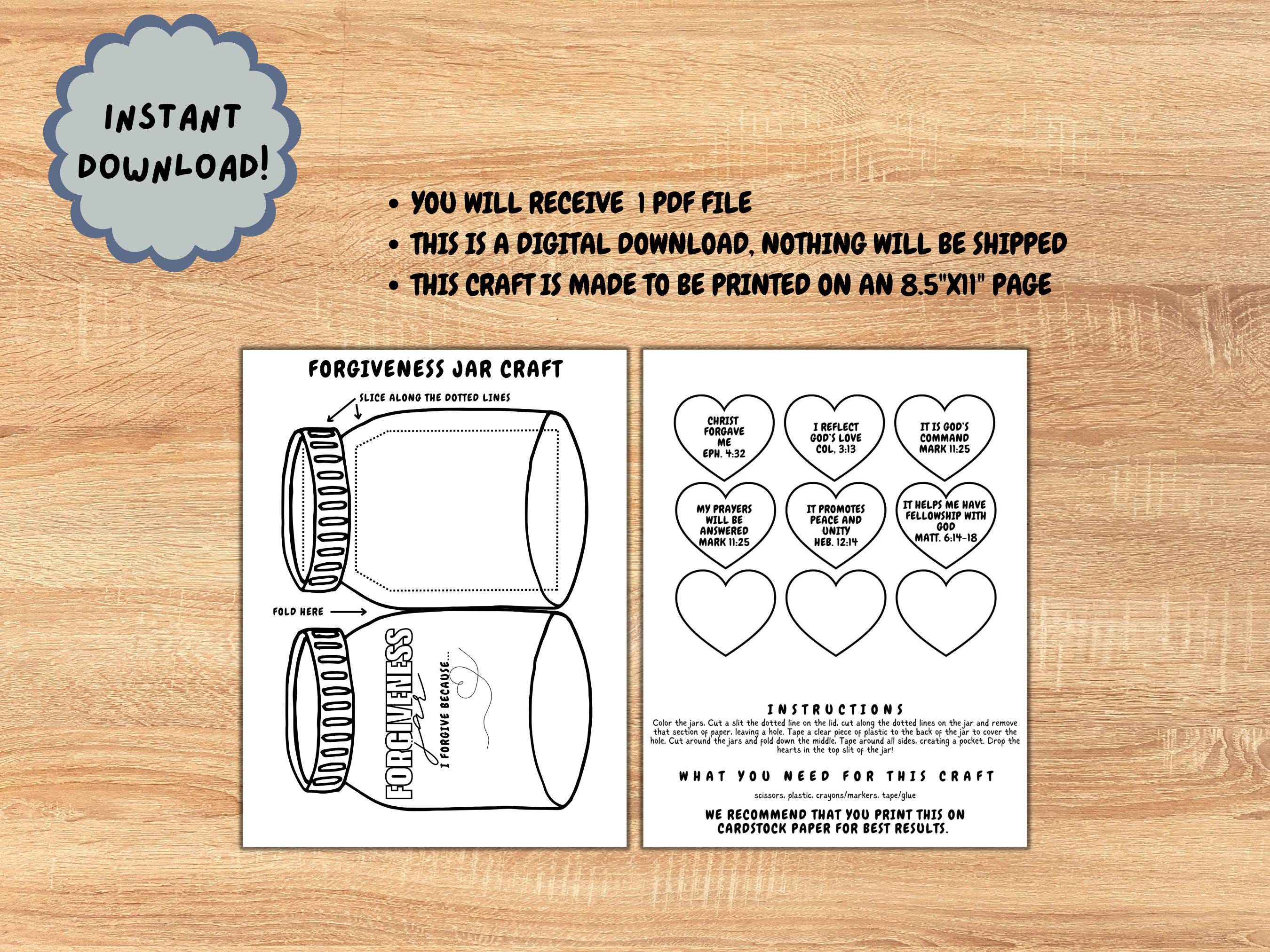 Printable Forgiveness Craft for Kids, Forgiveness Jar Activity ...