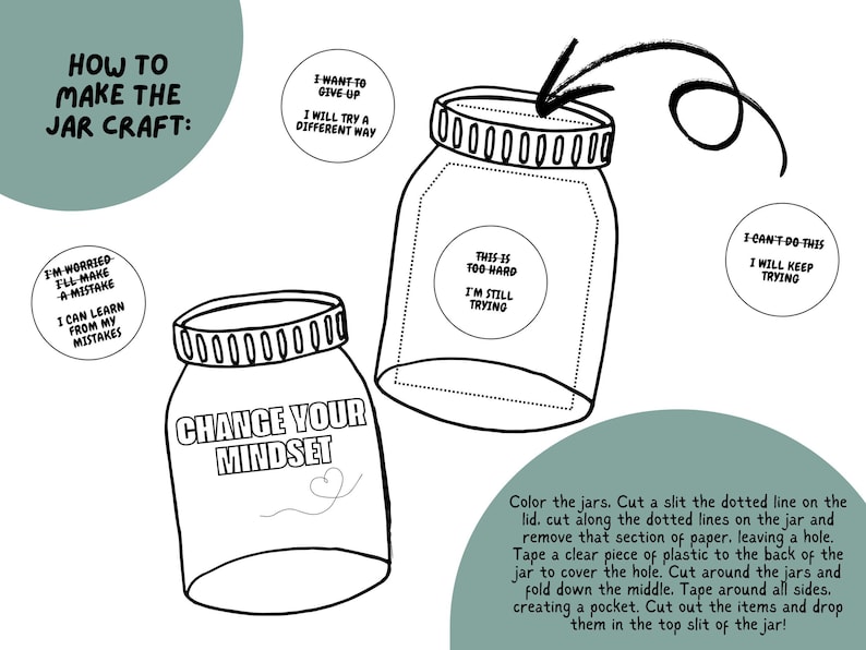 Growth Mindset Jar Craft Printable • Change Your Mindset Activity for ...