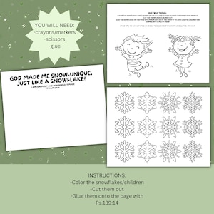 Printable Snowflake Winter Kid's Craft, God Made Me Snow-unique ...