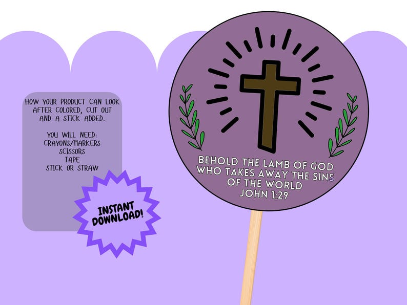 Behold the Lamb of God Printable Kid's Craft, Christian Cross Craft ...