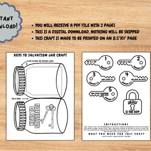 Keys of Salvation Craft for Kids, Color Gospel Printable Salvation Card ...