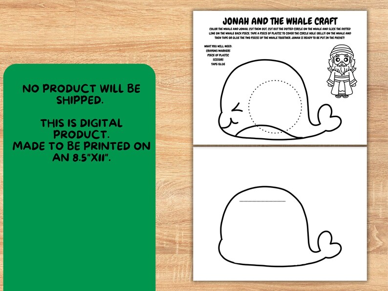 Jonah and the Whale Printable Craft for Kids | Bible Story Activity for ...