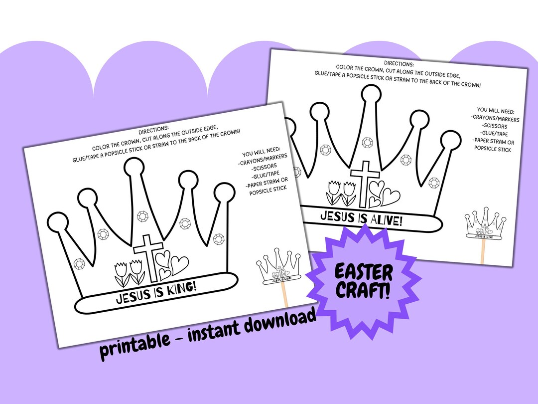 Easter Crown Bundle Kid's Craft, Printable Easter Jesus is Alive Crown ...