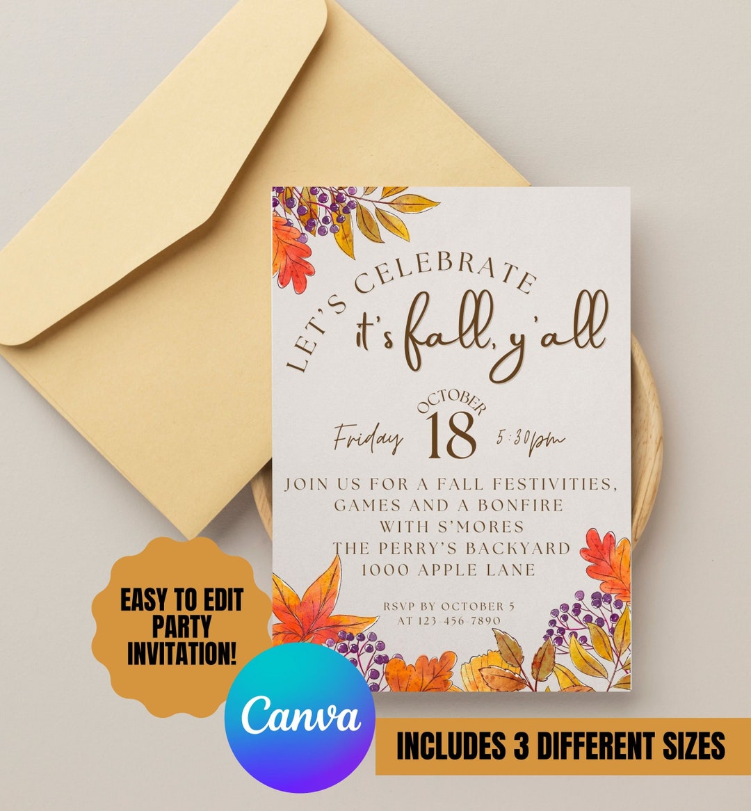 Fall Party Invitation, Mobile Template, Festive Printable Invitation ...